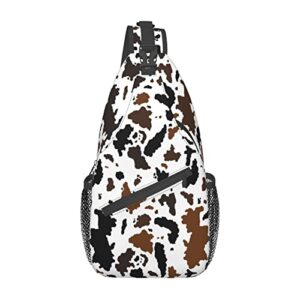 cow print sling bag,crossbody sling backpack,travel hiking chest bag,daypack for purses shoulder bag women men’s