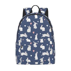 fehuew 16 inch backpack kawaii rabbit white bunnies laptop backpack full print school bookbag shoulder bag for travel daypack