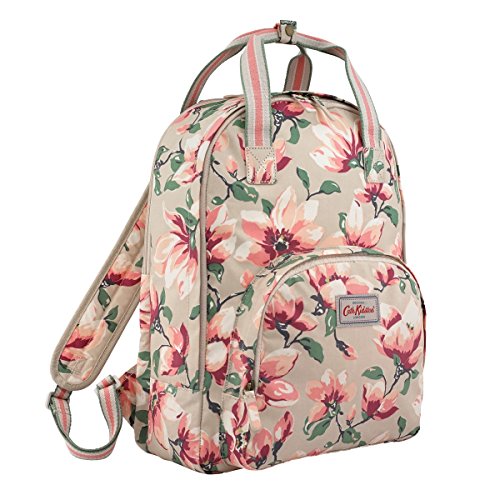 Cath Kidston Matt Oilcloth Multi Pocket Backpack Magnolia Pattern Stone Color Fitting 13" Laptop Rucksack