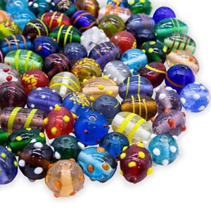 fun-weevz assorted glass beads for jewelry making adults, bulk glass beads for crafts, lampwork murano bead mix for bracelets and necklaces,crafting beads supplies kit, large & small beads