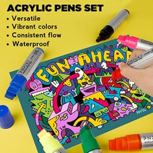 Jumbo Acrylic Paint Markers Pen,15mm Felt Tip Graffiti Markers Water Based Paint Pens For Wood, Rock,Plastic and Almost All Solid Surfaces,Marker Pen Set For Artists, Students, Teenagers & Adults