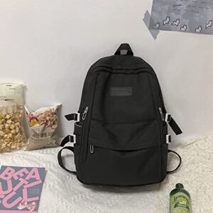 LIJCC Cute Backpack Aesthetic School Bag for Kawaii Girls for Casual Travel College Back to School (Black)