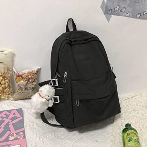 LIJCC Cute Backpack Aesthetic School Bag for Kawaii Girls for Casual Travel College Back to School (Black)