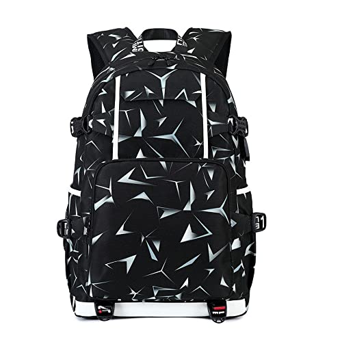 Kids Backpack for Boys Teen Travel Bag with USB Charging Port Geometric Pattern School Bag Middle School Students Bookbags