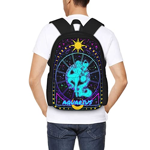 17IN Aquarius Backpack Constellations Printed Backpack Travel Laptop Backpack Lightweight Bags