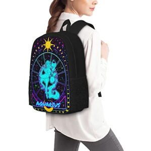 17IN Aquarius Backpack Constellations Printed Backpack Travel Laptop Backpack Lightweight Bags