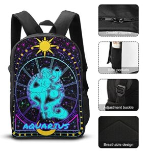 17IN Aquarius Backpack Constellations Printed Backpack Travel Laptop Backpack Lightweight Bags