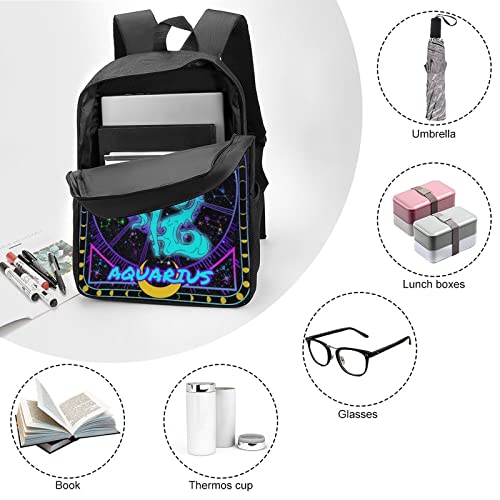 17IN Aquarius Backpack Constellations Printed Backpack Travel Laptop Backpack Lightweight Bags