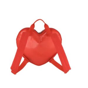 LeSportsac Red Patent Heart Backpack, Style 3863/Color E621, Vibrant Red Patent/Iridescent Heart Shaped Backpack/Top Handle, Adorable Unique Backpack, Modern Red Zipper, Specialty Coated Patent