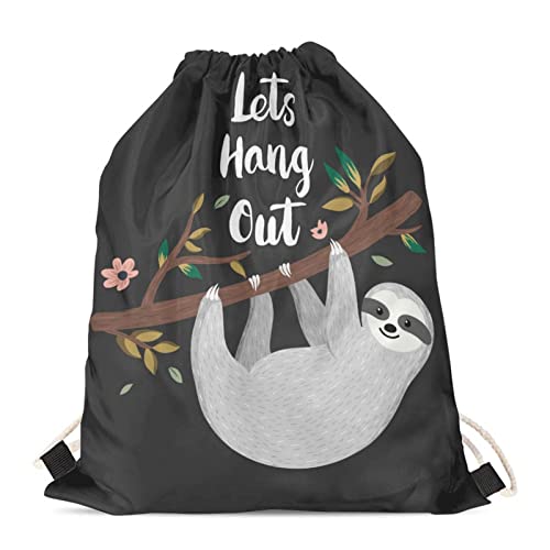 Showudesigns Children Drawstring Bag Sloth Flower Cinch Backpack for Boys Girls Kids Gift