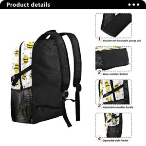 Kigai Cute Honey Bees Backpack for Men Women,22L Casual Hiking Travel Back Pack Lightweight Waterproof Durable Foldable Backpack