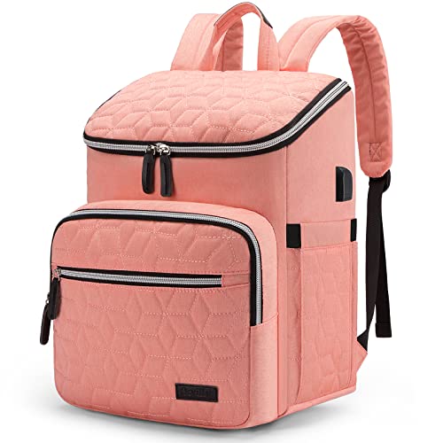 Orvilly 15.6in Laptop Backpack Purse for Women, Stylish College School Travel Casual Daypack Bookbag, Work Shopping Bag Light Weight For Men Girls Boys Student Netbook-Peach