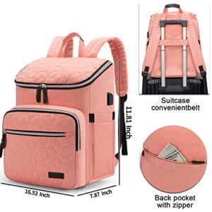 Orvilly 15.6in Laptop Backpack Purse for Women, Stylish College School Travel Casual Daypack Bookbag, Work Shopping Bag Light Weight For Men Girls Boys Student Netbook-Peach