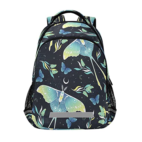 Teal Moth Butterfly Backpacks Travel Laptop Daypack School Book Bag for Men Women Teens Kids