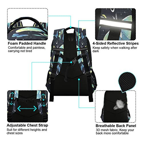 Teal Moth Butterfly Backpacks Travel Laptop Daypack School Book Bag for Men Women Teens Kids