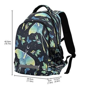 Teal Moth Butterfly Backpacks Travel Laptop Daypack School Book Bag for Men Women Teens Kids