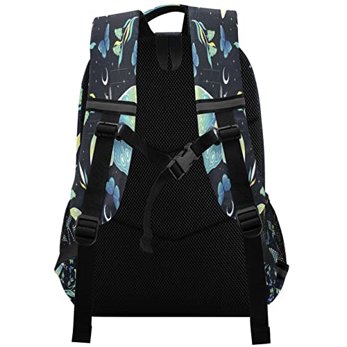 Teal Moth Butterfly Backpacks Travel Laptop Daypack School Book Bag for Men Women Teens Kids