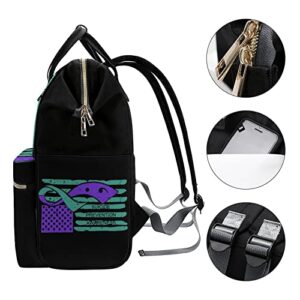 Suicide Prevention Awareness Flag Waterproof Mommy Backpack Shoulder Bag Stylish Nappy Daypack For Travel Shopping black-style