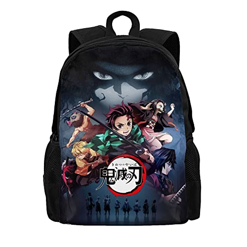 Horckey Anime Backpack Unisex Large Kimetsu No Yaiba Casual Bag Lightweight Multipurpose Travel Laptop Backpack