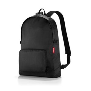 reisenthel mini maxi rucksack, foldable travel backpack with built-in carrying pouch, black