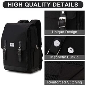 RAVUO Backpack for Women Men, Water Resistant School Backpack College Bookbag Casual Daypack Travel Rucksack Black