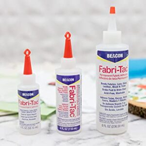 Beacon Fabri-Tac Permanent Adhesive, 8 Ounce Bottle - Premium Crafting & Fabric Glue