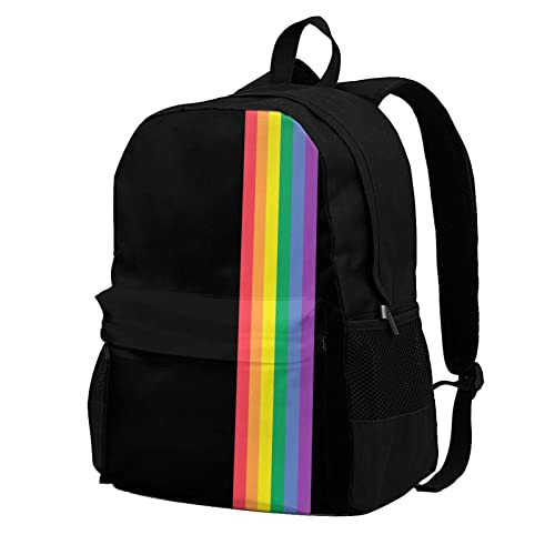 Rainbow Pride Lgbtq Strip Backpacks Bookbag Laptop School Bags Travel Casual Business Daypack For Adults Students