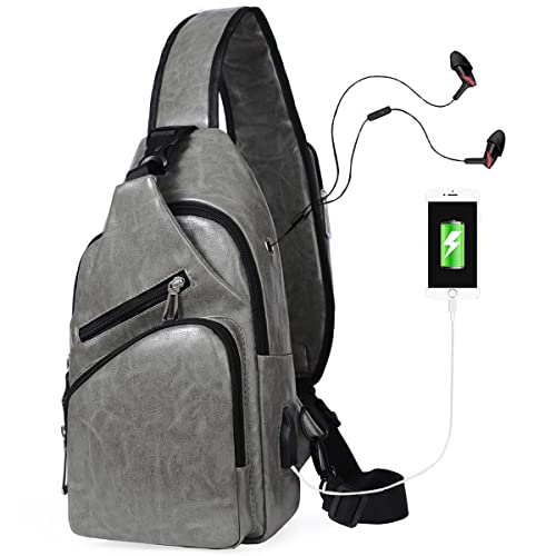 NUFR Sling Bag Crossbody Backpack for Women Men Waterproof Chest Shoulder Bag Daypack for Hiking Walking Travel USB Charger Port