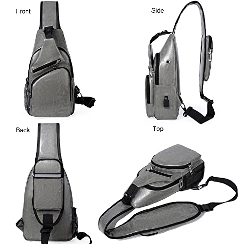 NUFR Sling Bag Crossbody Backpack for Women Men Waterproof Chest Shoulder Bag Daypack for Hiking Walking Travel USB Charger Port