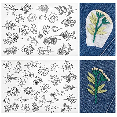 50 Pcs Hand Sewing Stabilizers Wash Away Water Soluble Stabilizer Tear Away Machine Embroidery Stabilizers with Flower Patterns for Embroidery Hand Sewing Lover