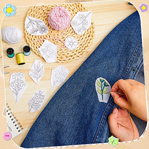 50 Pcs Hand Sewing Stabilizers Wash Away Water Soluble Stabilizer Tear Away Machine Embroidery Stabilizers with Flower Patterns for Embroidery Hand Sewing Lover