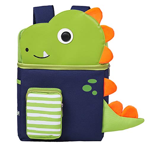 Toddler Backpack with Leash and Chest Strap for Boys Girls, Cute 3D Kindergarten School Backpack for Kid (Dinosaur)