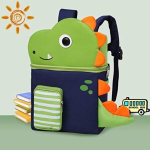 Toddler Backpack with Leash and Chest Strap for Boys Girls, Cute 3D Kindergarten School Backpack for Kid (Dinosaur)