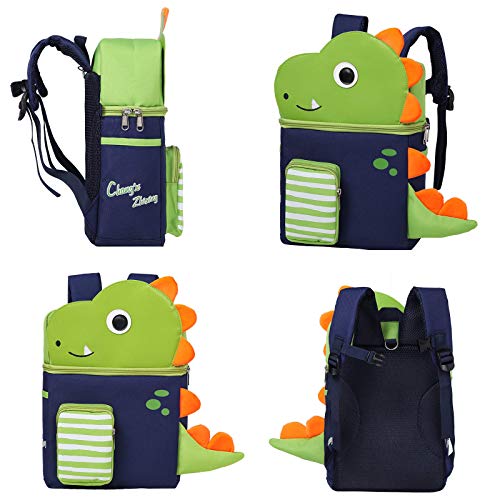 Toddler Backpack with Leash and Chest Strap for Boys Girls, Cute 3D Kindergarten School Backpack for Kid (Dinosaur)