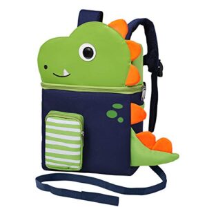 Toddler Backpack with Leash and Chest Strap for Boys Girls, Cute 3D Kindergarten School Backpack for Kid (Dinosaur)