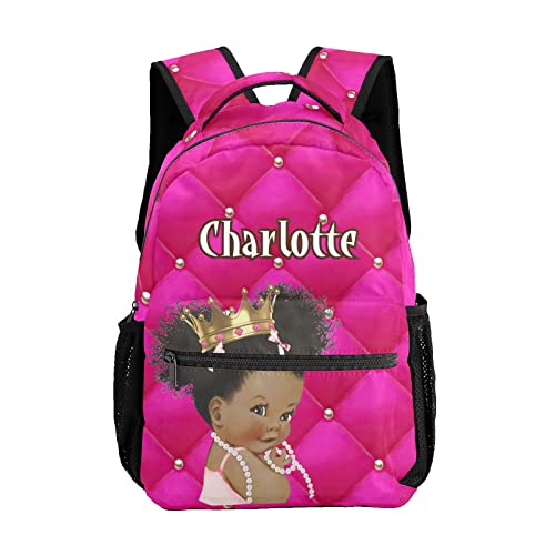 WOWPersonalTailor Backpack Custom Name Dark Pink African Girl Fashion Lightweight Waterproof Travel Bag for Family Friends Gifts, 12.2''(L) x 5.9''(W) x 16.5''(H)