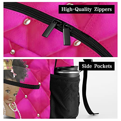 WOWPersonalTailor Backpack Custom Name Dark Pink African Girl Fashion Lightweight Waterproof Travel Bag for Family Friends Gifts, 12.2''(L) x 5.9''(W) x 16.5''(H)