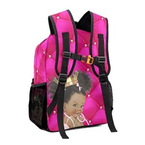 WOWPersonalTailor Backpack Custom Name Dark Pink African Girl Fashion Lightweight Waterproof Travel Bag for Family Friends Gifts, 12.2''(L) x 5.9''(W) x 16.5''(H)