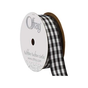 offray 7/8″ wide rustic, 3 yards, black and white plaid pattern taffeta gingham check craft ribbon, 7/8-inch x 9-feet, 7/8 inch