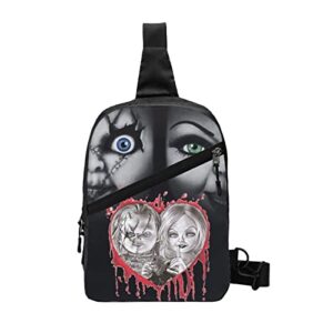 bride-of-chucky chest bag sling backpack for men&women crossbody daypack lightweight shoulder bag