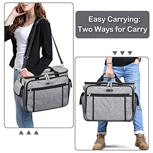 Sewing Machine Case, CAB55 Sewing Machine Carrying Bag with Removable Padding Pad, Tote Bag for Sewing Machine and Extra Sewing Accessories, Gray(17"x13"x14")