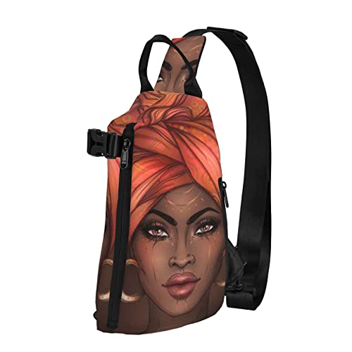 Ykklima African American Girl Pattern Sling Backpack Rope Crossbody Shoulder Bag for Men Women Travel Hiking Outdoor Daypack