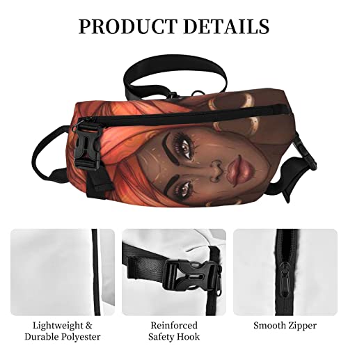 Ykklima African American Girl Pattern Sling Backpack Rope Crossbody Shoulder Bag for Men Women Travel Hiking Outdoor Daypack