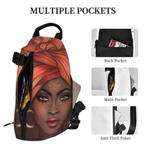 Ykklima African American Girl Pattern Sling Backpack Rope Crossbody Shoulder Bag for Men Women Travel Hiking Outdoor Daypack