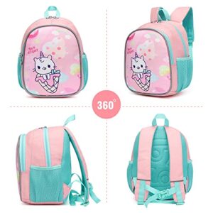 Reqinqin Cute Preschool Toddler Backpack for Girls Boys 3D Animal Cartoon Cat School Backpack Bag for Baby Girl Boy 1-5 Years Waterproof kids Bag Travel Girls for Kids Backpack（Cat