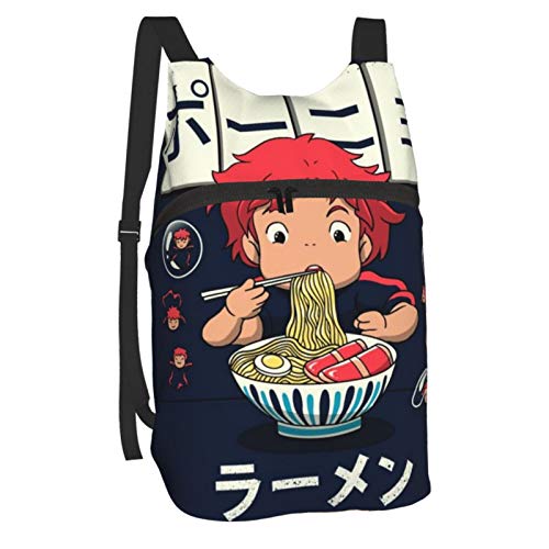 Grateful Wears Ponyo Goldfish Ramenhiking Backpack Men and Women Waterproof Portable Folding Backpack Travel Sports Shopping Ultra Light Leisure Bag