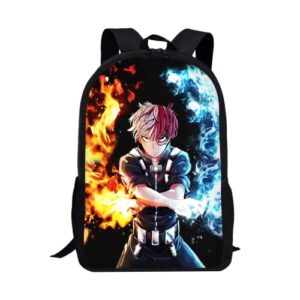 cejburw anime manga todoroki backpack with ergonomic back pad, durable laptop bag large book bag travel daypack wear resistant back casual bookbag