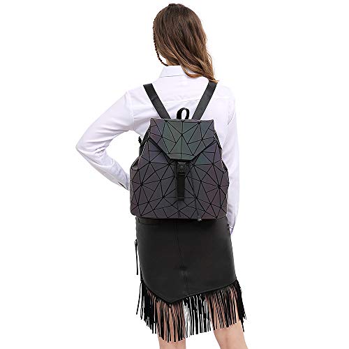 DIOMO Geometric Lingge Women Backpack Luminous Mens Travel Shoulder Bag Rucksack (Luminous NO.3)