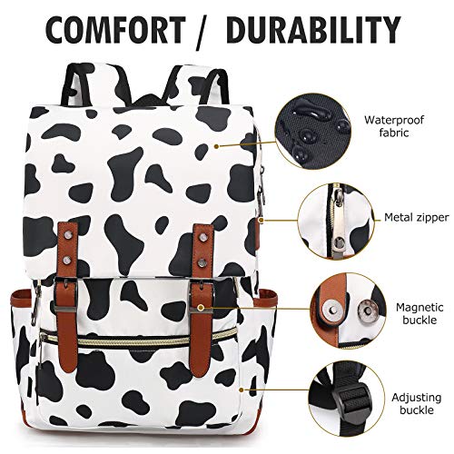 Junlion Cow Slim Backpack Gift for Girls School Bag College Daypack Travel Rucksack