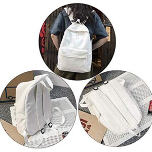 Jesdo DIY Canvas Backpack Large Casual Daypack Satchel (White with Side Pockets)